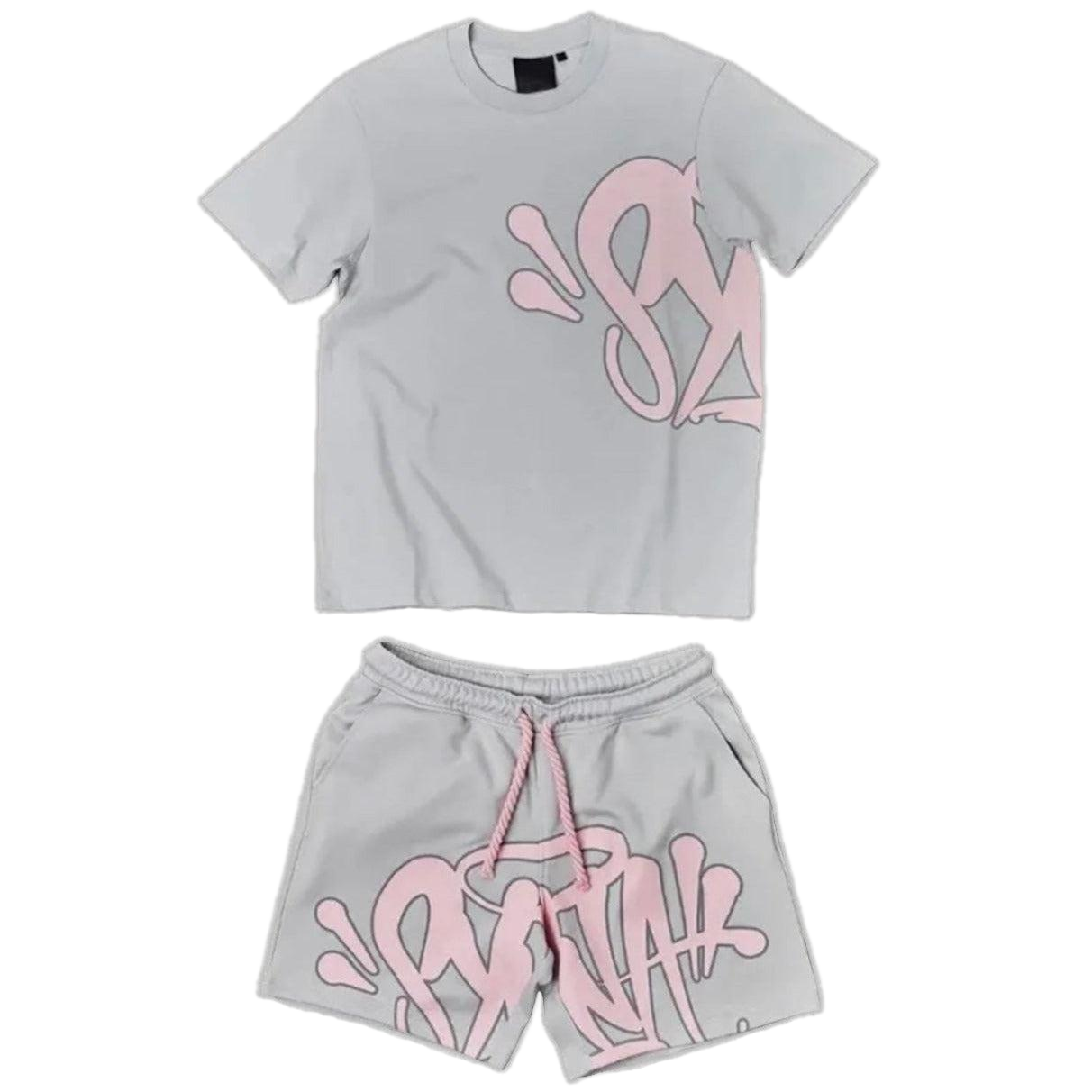 SYNA WORLD LOGO T SHIRT + SHORT SET - GREY / PINK – Royal Culture