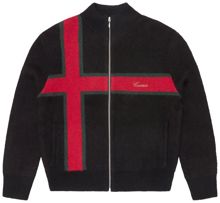 Corteiz Lux Knit Zip Up Black – Premium Streetwear – Royal Culture