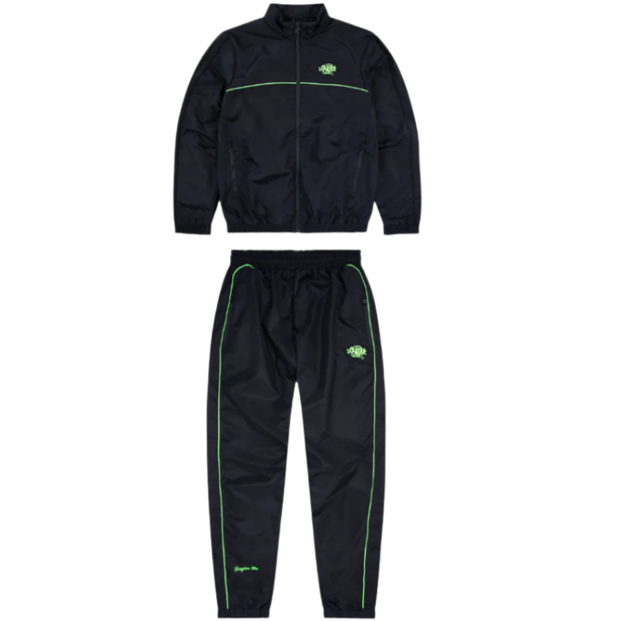 Syna Logo Shell Tracksuit black/neon green – Royal Culture