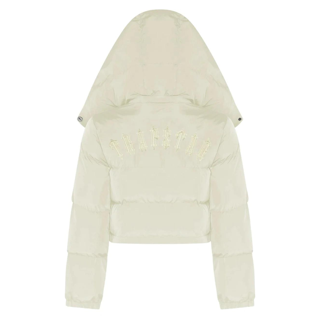 (SALE) TRAPSTAR Irongate Detachable Hooded Puffer Jacket Cream Womens ...