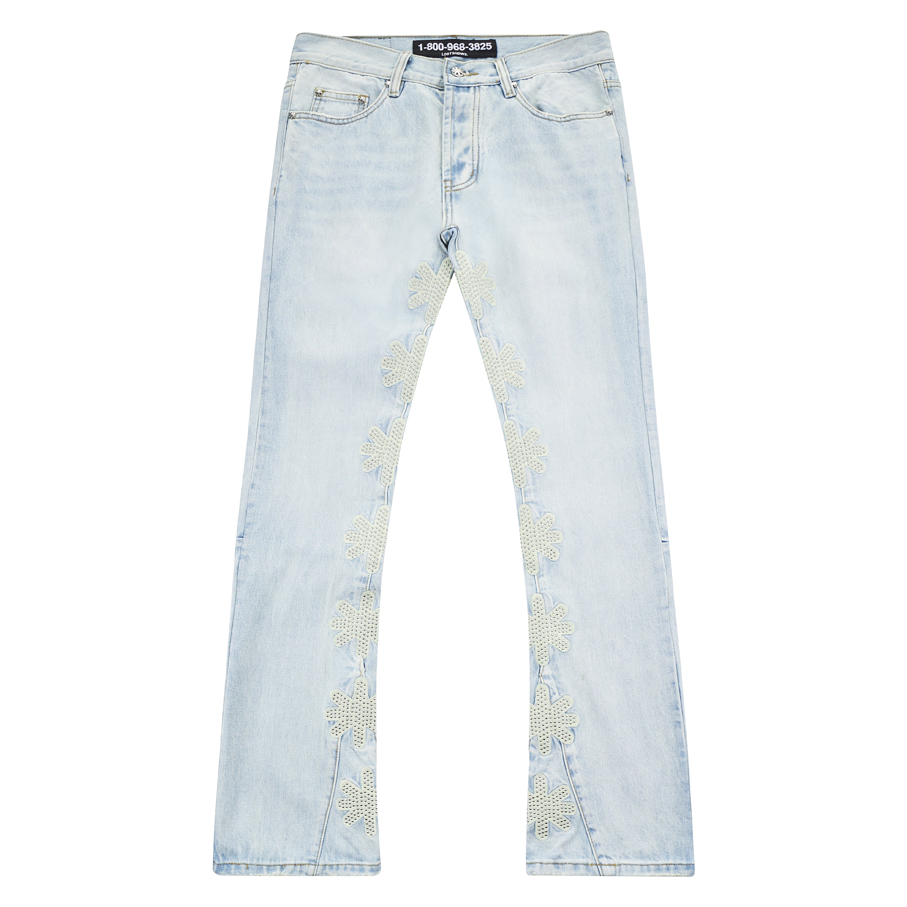 Lostshdws Studded Denim Bone Flare Jeans with Gunmetal – Royal Culture