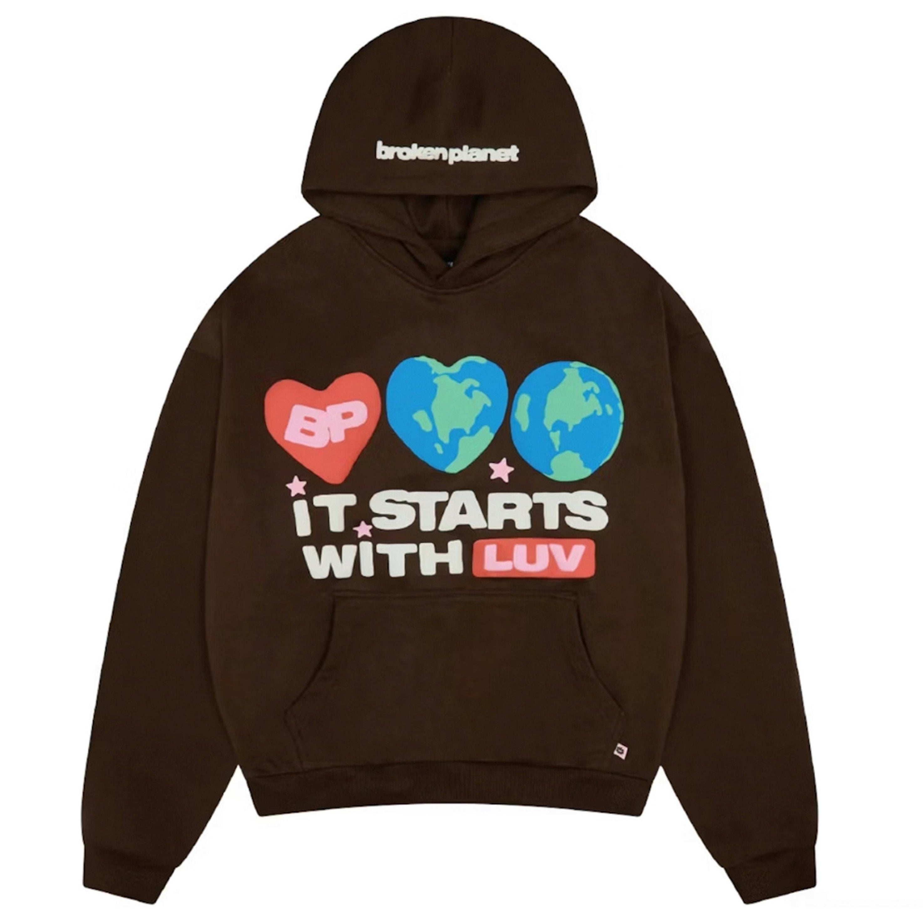 Broken Planet 'It Starts With Luv' Mocha Brown Hoodie – Royal Culture