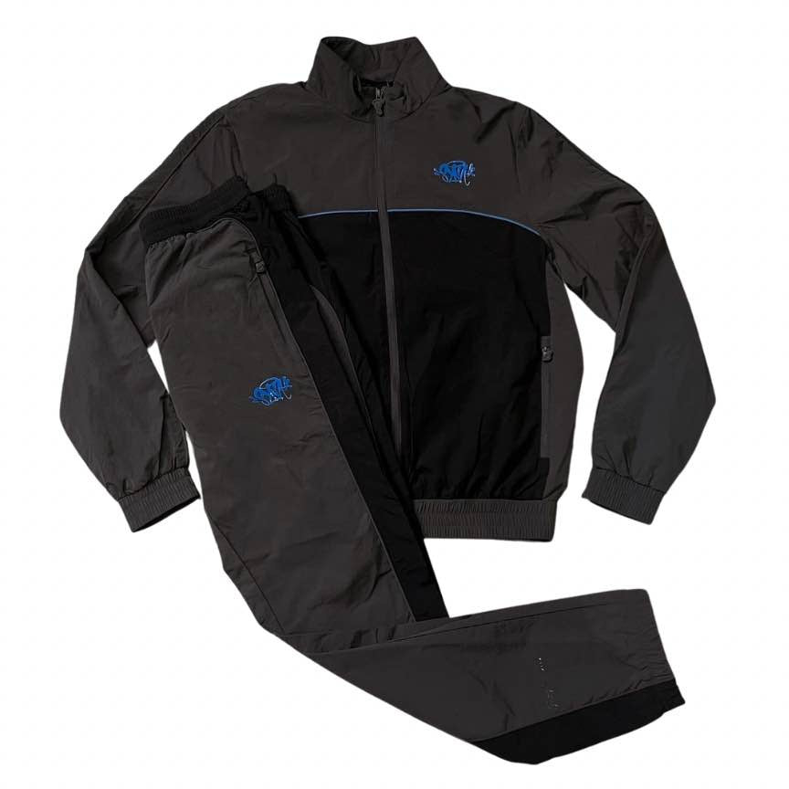 Syna Logo Shell Tracksuit - Grey/Black/Cobalt – Royal Culture